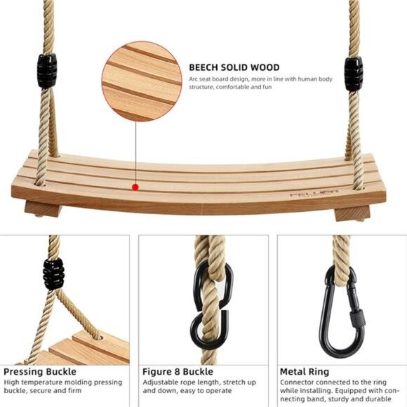 Toys | Wood Tree Swing Seatindoor Outdoor Rope Wooden Swingset For Children Adult Kids | Poshmark